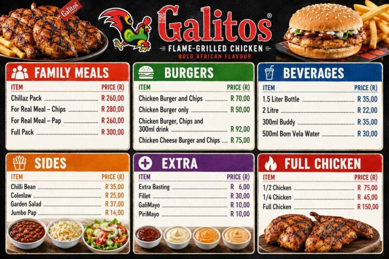 Galitos Menu Prices South Africa - Updated 2026