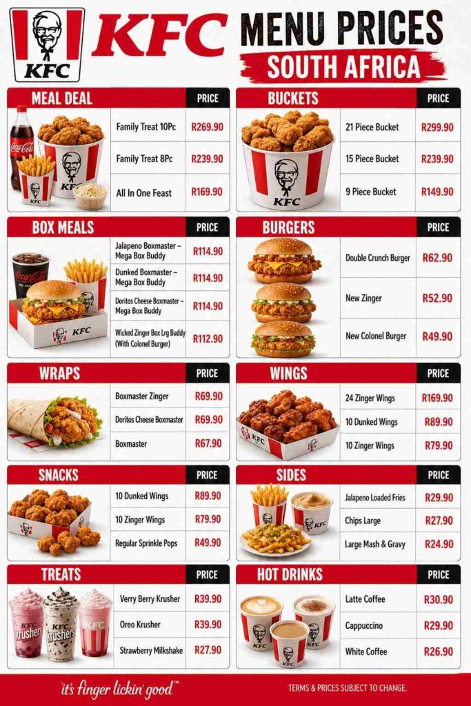 Kfc Menu Prices South Africa - Updated 2026