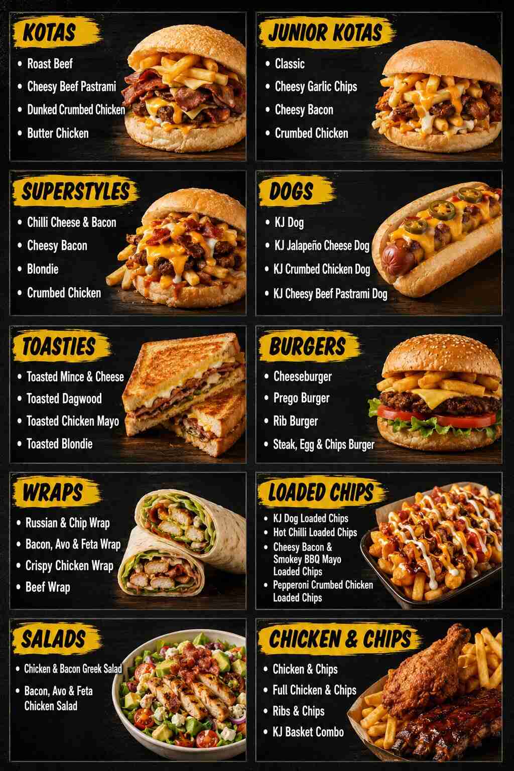Kota Joe Menu Prices South Africa - Updated 2026